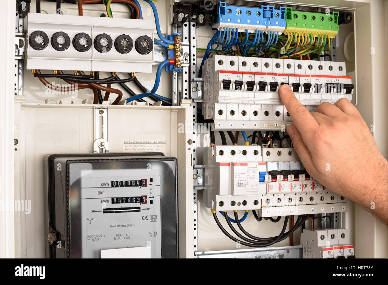 Electrician working fusebox hi-res stock photography and images - Alamy