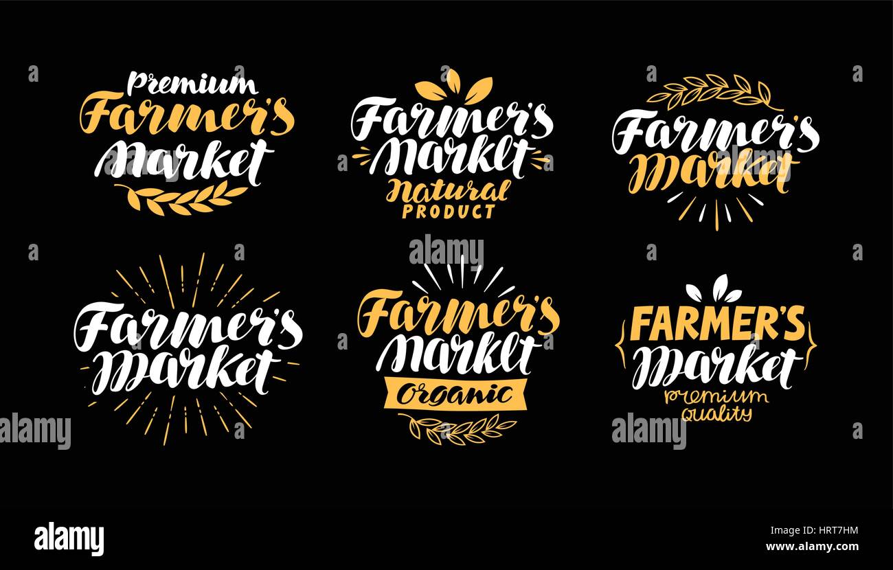 Farm or agriculture label. Farmer's market, handwritten inscription ...