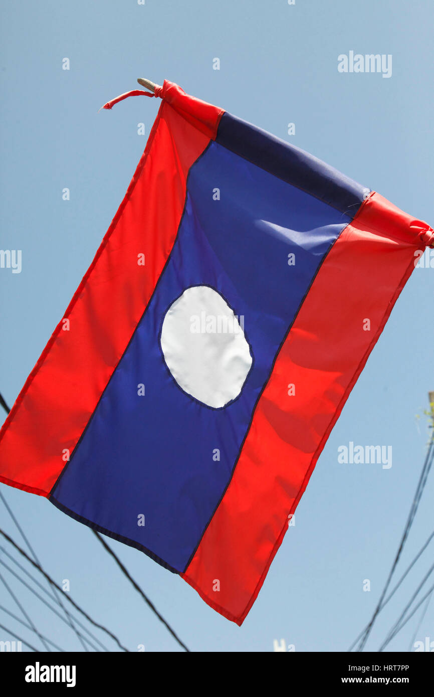 Laos, Vientiane, Lao flag Stock Photo - Alamy