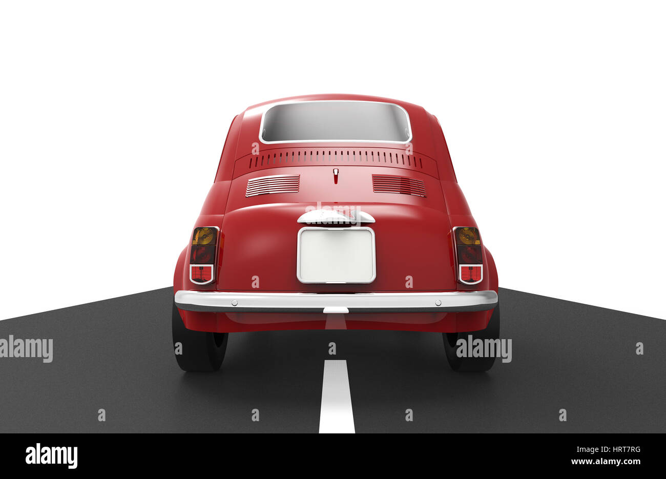 Back view of a little car with white background 3D rendering Stock ...