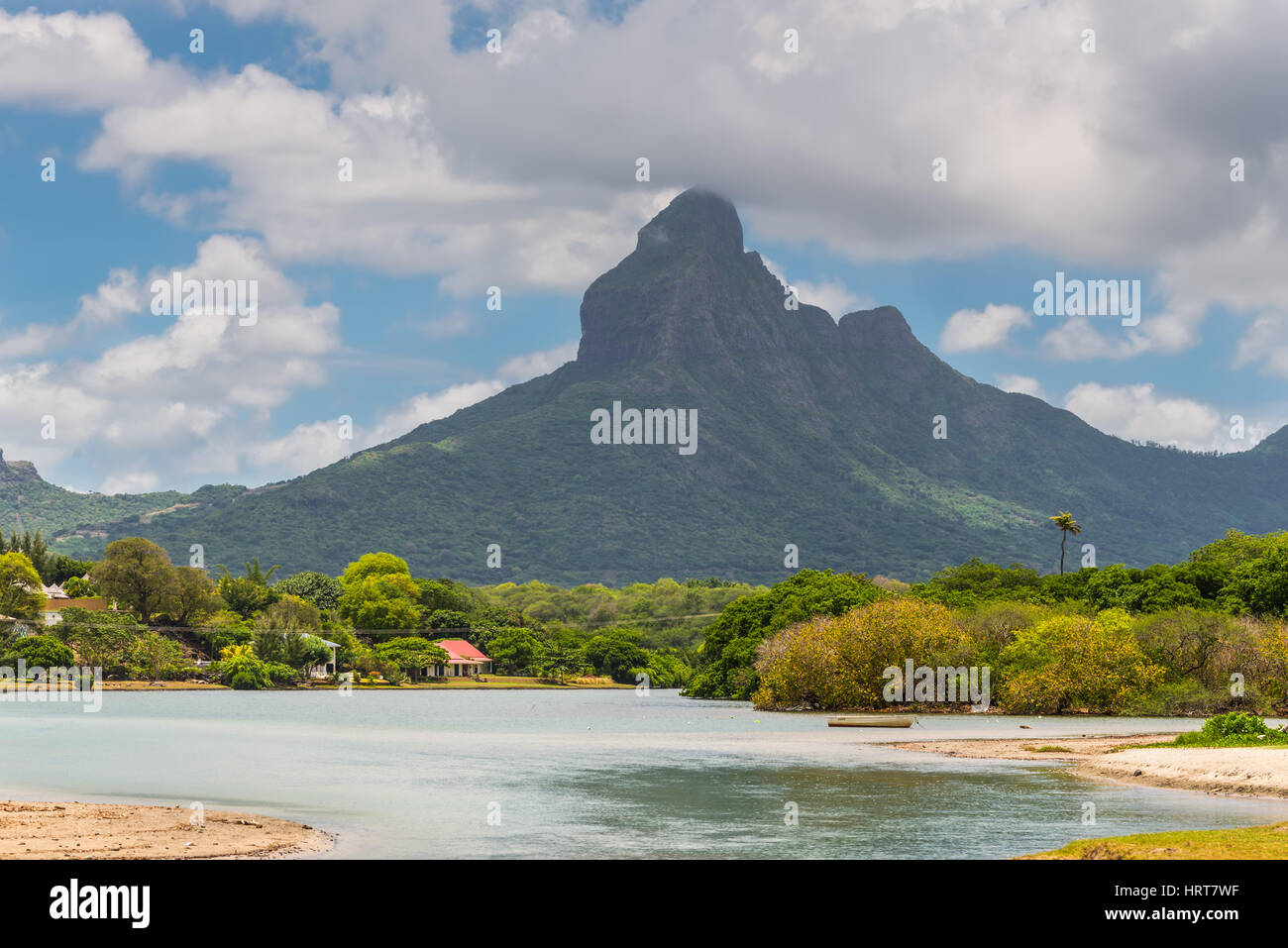 Tamarin Bay and beach, Mt. Rampart, Black River District, Mauritius ...