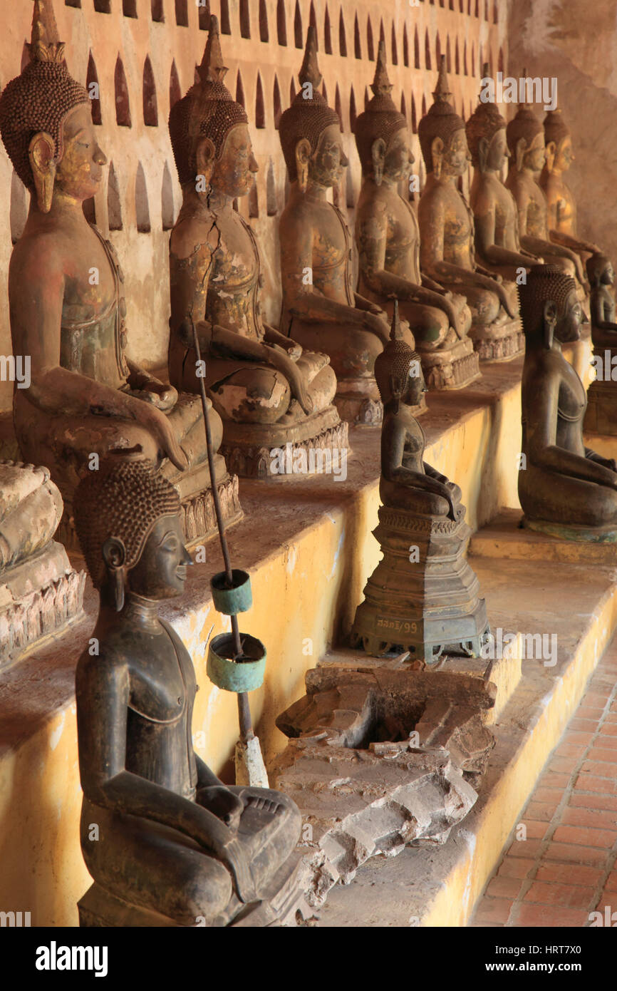 Laos, Vientiane, Wat Si Saket, temple, museum, Buddha statues Stock ...