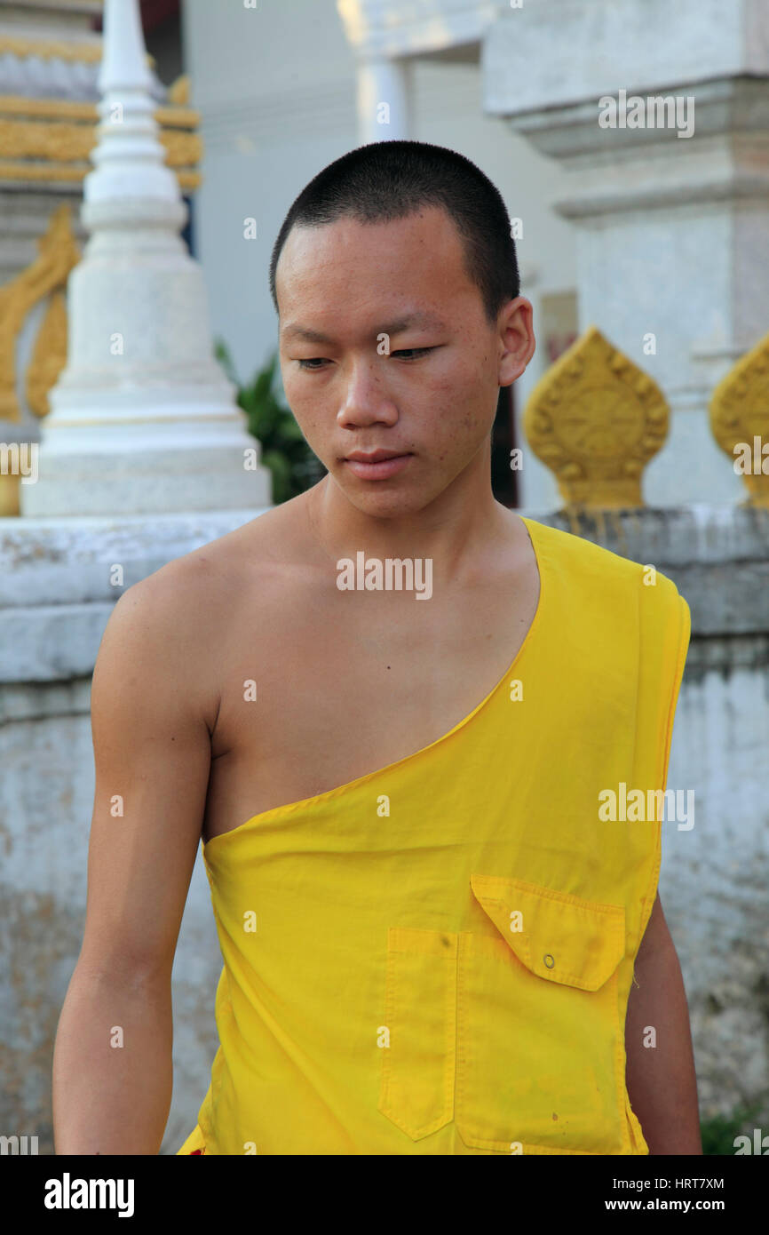 Laos, Vientiane, buddhist monk, portrait Stock Photo - Alamy