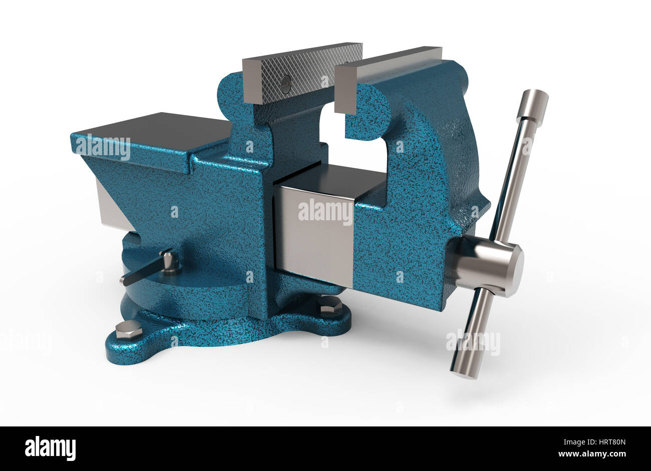 Blue bench vice on white background 3D rendering Stock Photo - Alamy