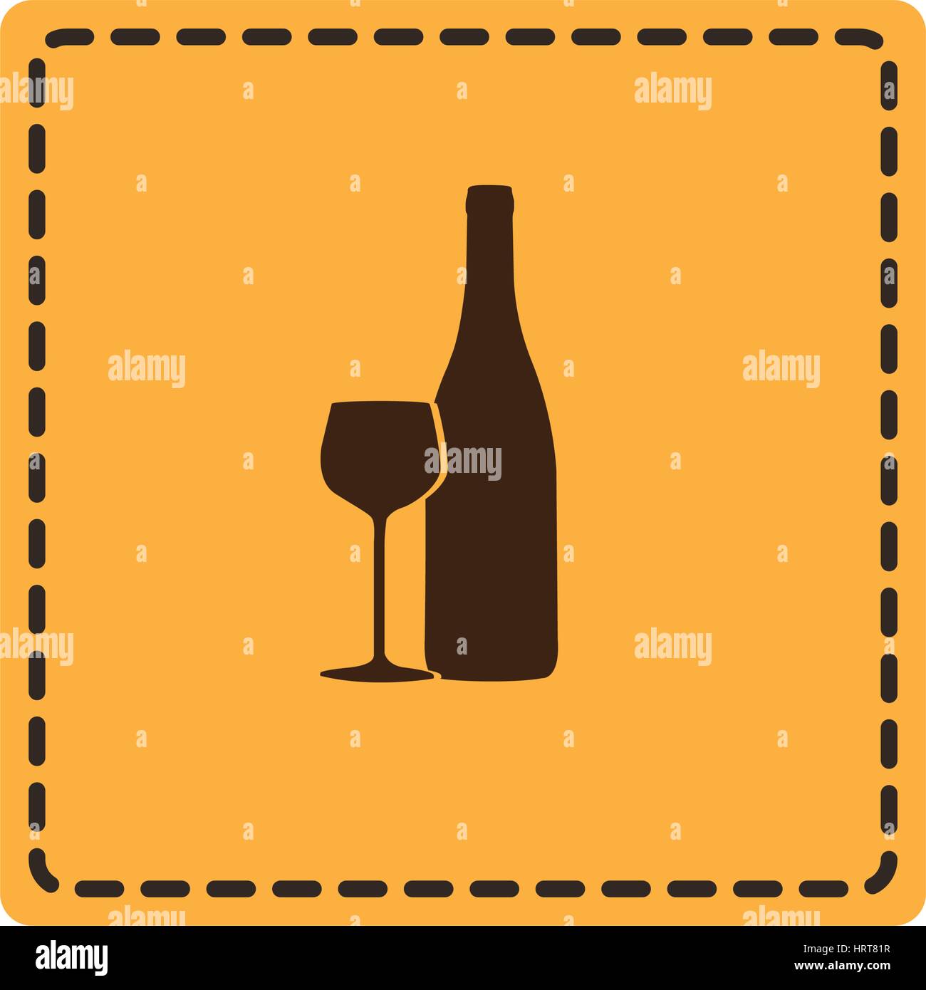 yellow emblem wine bottle with glass icon Stock Vector Image & Art - Alamy