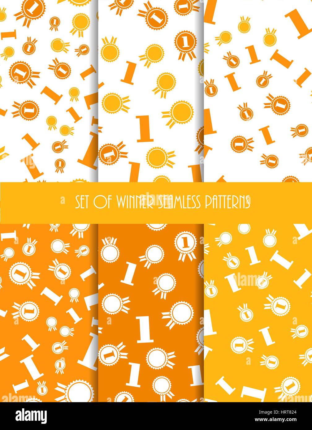 Set of seamless pattern. Winner attributes vector illustration. Sport ...