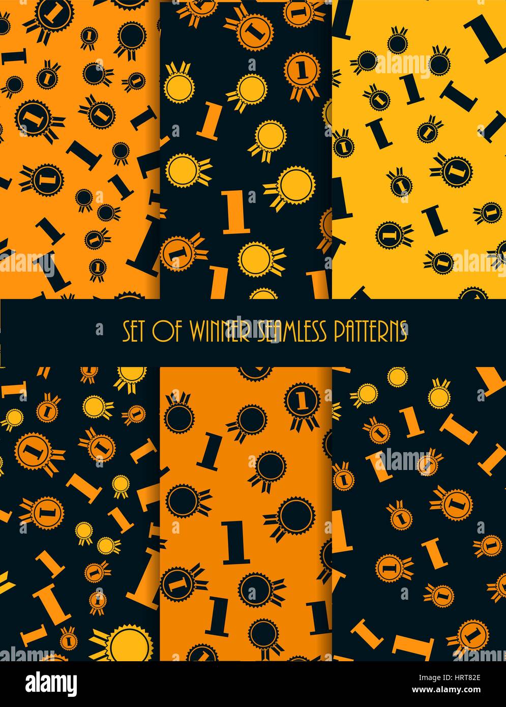 Set of seamless pattern. Winner attributes vector illustration. Sport ...