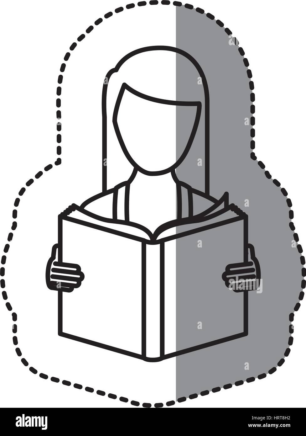 Black white image woman reading Stock Vector Images - Alamy