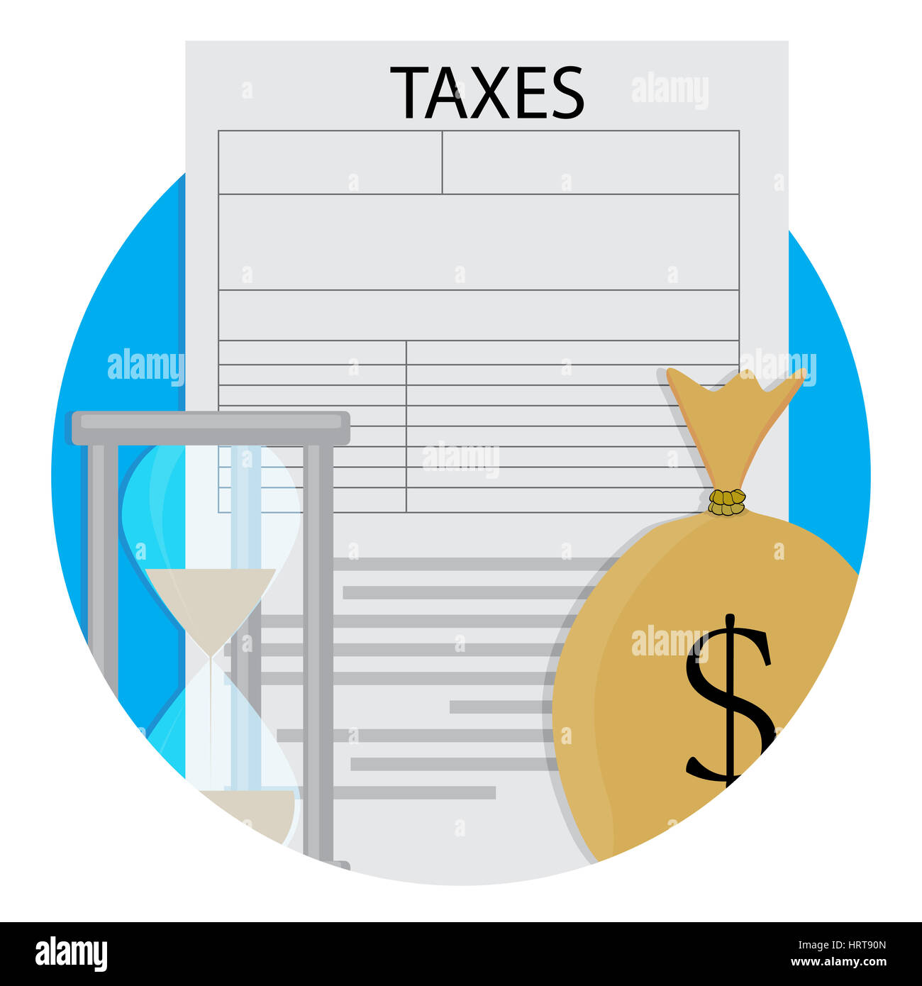 Pay taxes vector icon. Hourglass and income, taxation illustration ...