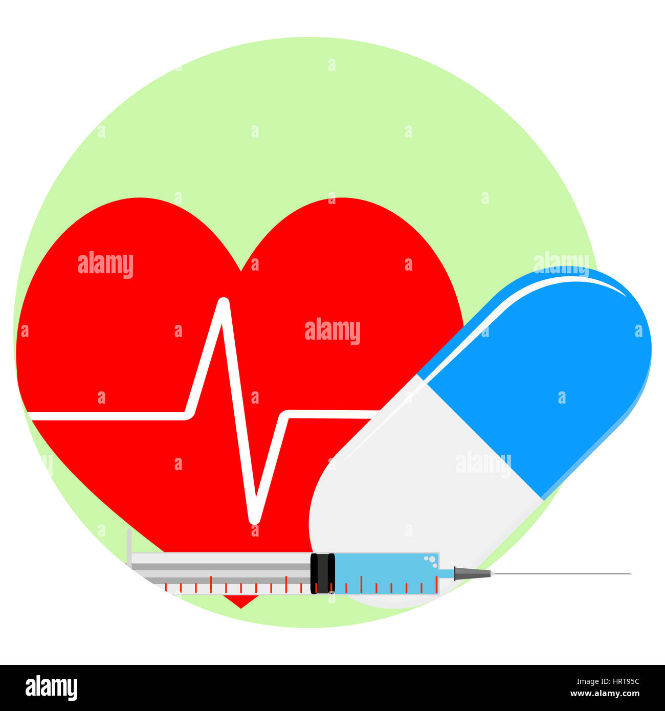 Heart reanimation icon. Injection and pill for healthy heart. Vector ...