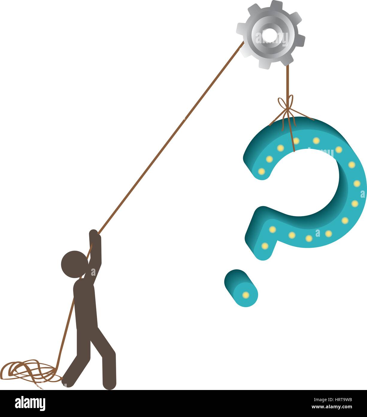 Silhouette person pulling rope question mark Stock Vector Image & Art ...