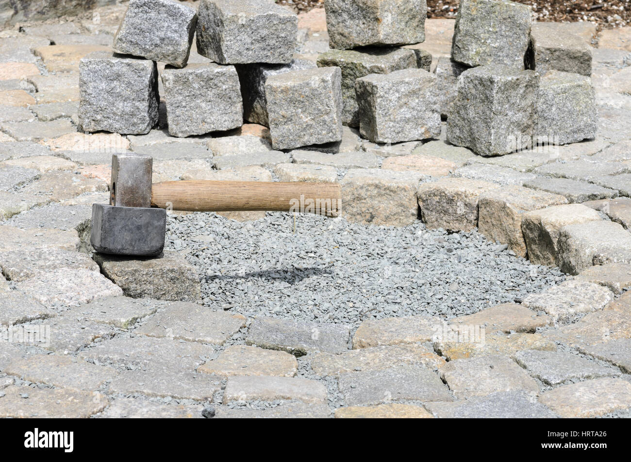 Pavement rocks, stones and cobblestone blocks Stock Photo - Alamy