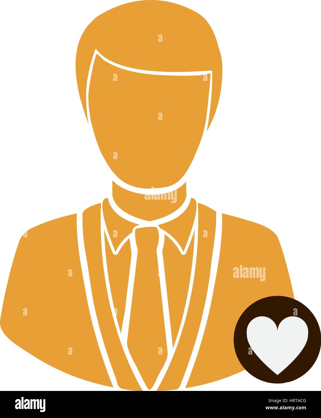 color half body silhouette man with button heart sign Stock Vector ...