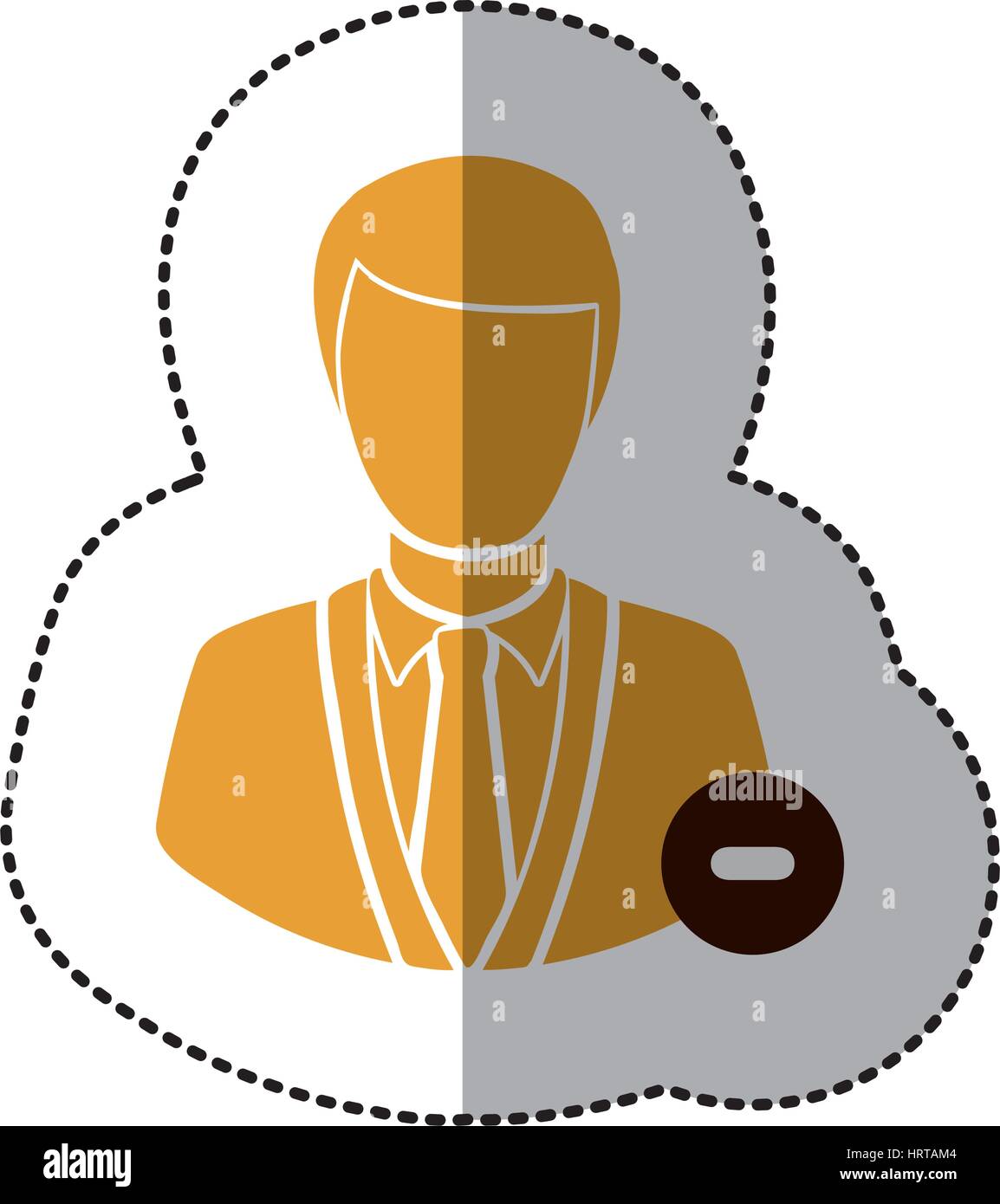 sticker color half body silhouette man with sign minus Stock Vector ...