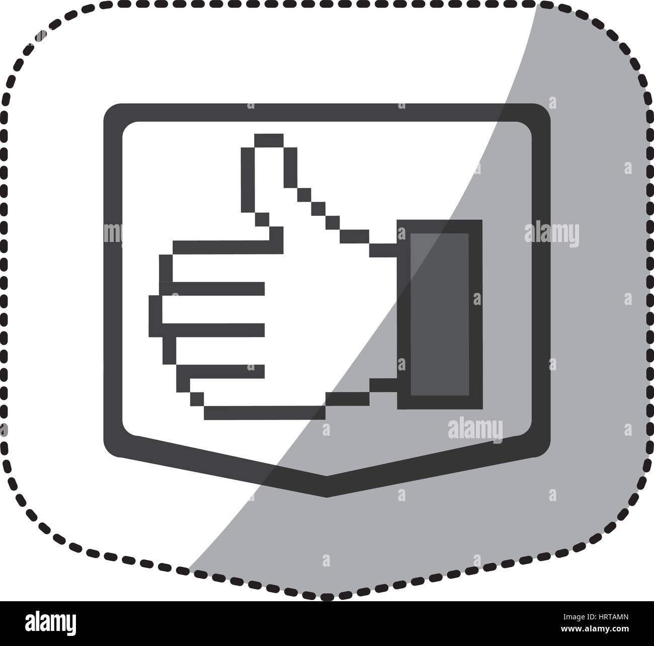 monochrome sticker silhouette of pixel hand showing symbol like Stock ...
