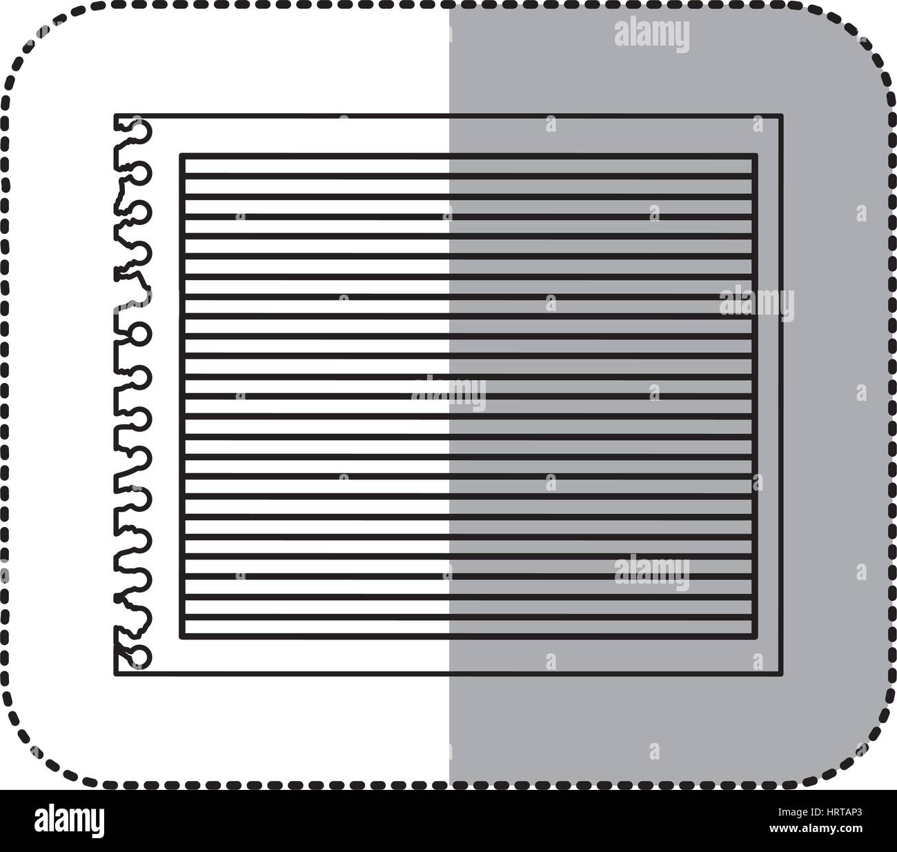 monochrome sticker of striped notebook sheet in blank Stock Vector ...