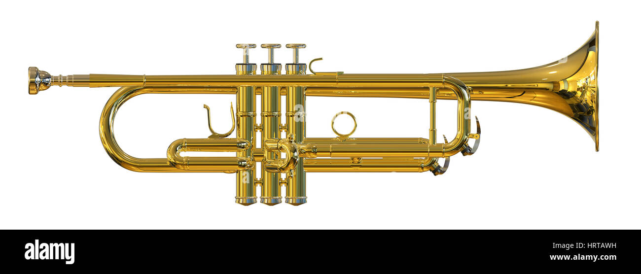 Trumpet isolated on white background 3D rendering Stock Photo - Alamy