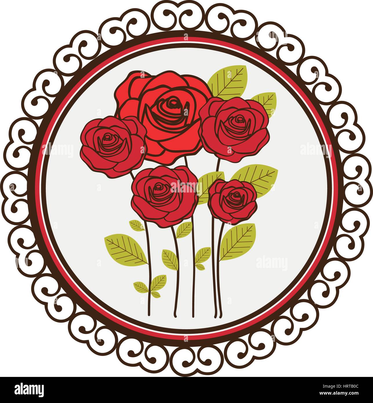colorful decorative circular frame with bouquet of roses Stock Vector ...