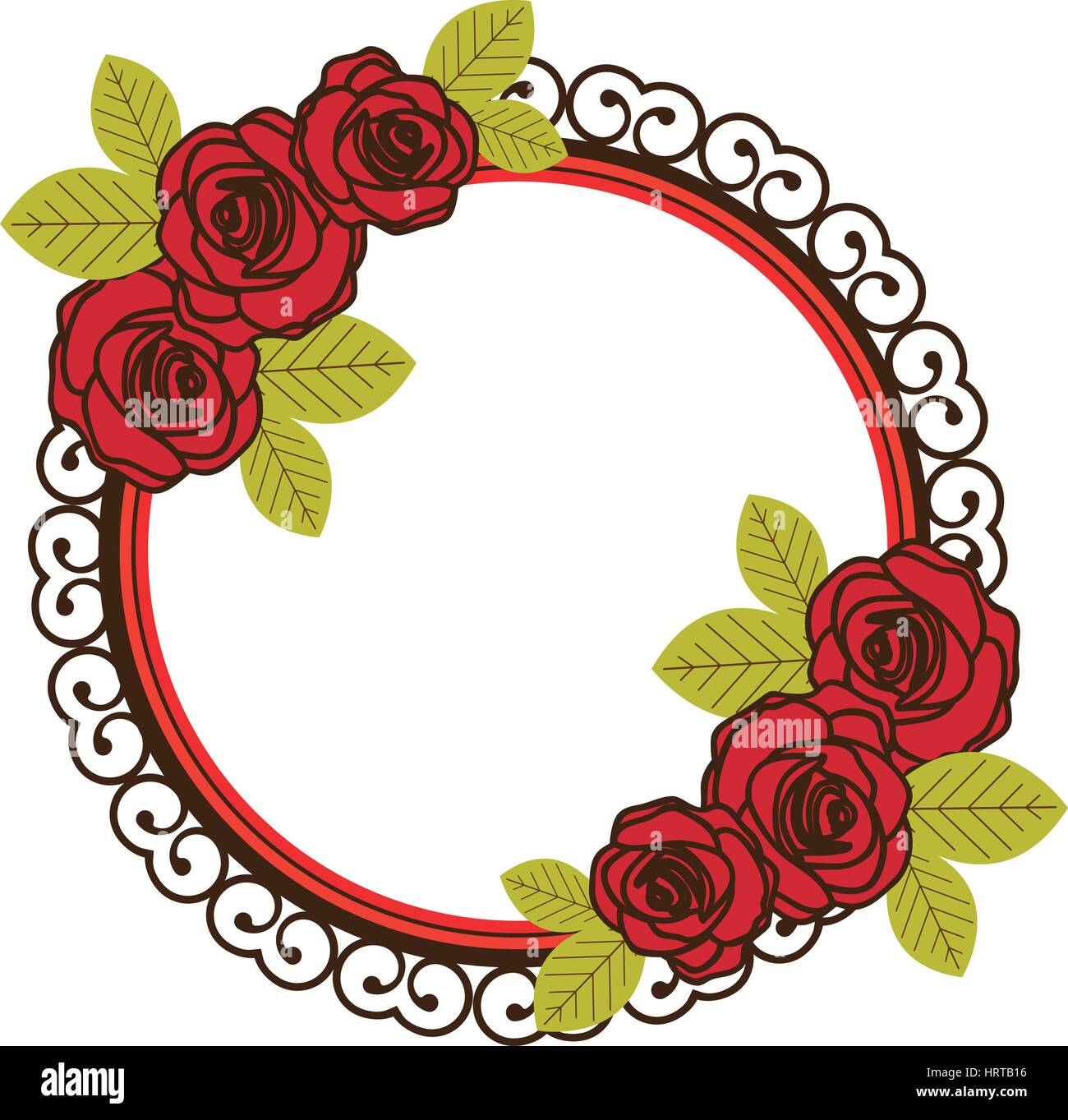 colorful floral circular frame with decorative roses Stock Vector Image ...