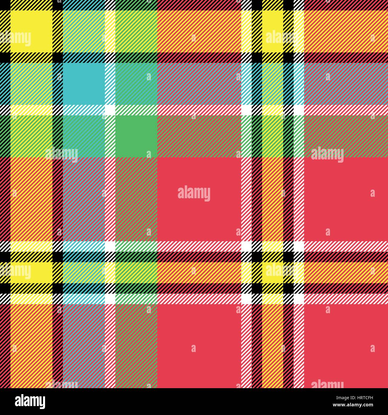 Yellow red green blue check fabric texture seamless pattern. Vector ...