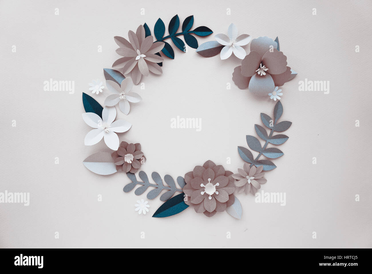 Flowers Handmade Papercraft Art Circle Stock Photo - Alamy