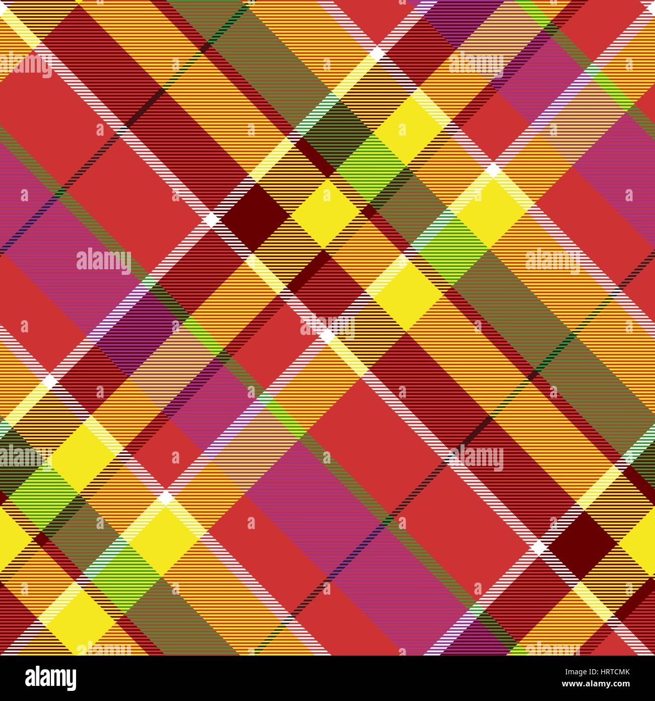 Madras colored plaid diagonal fabric texture seamless pattern. Vector ...
