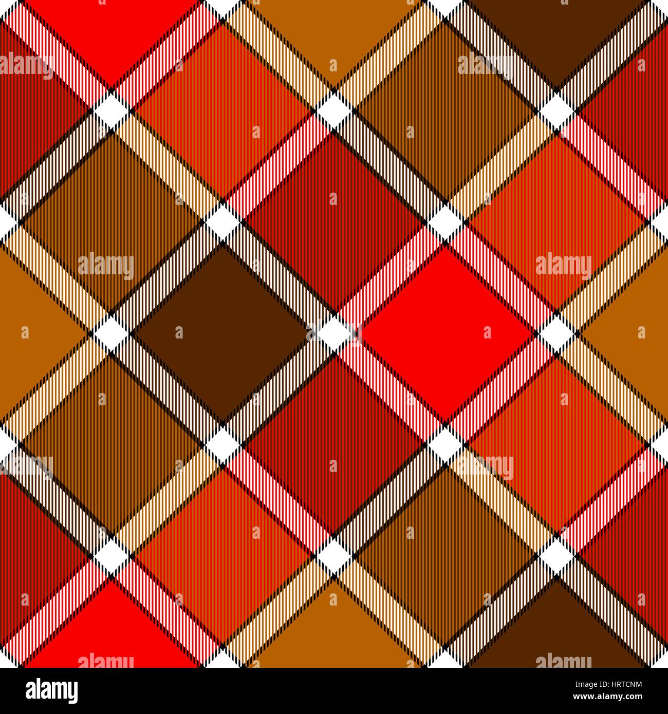 Red orange color diagonal check plaid seamless pattern. Vector ...