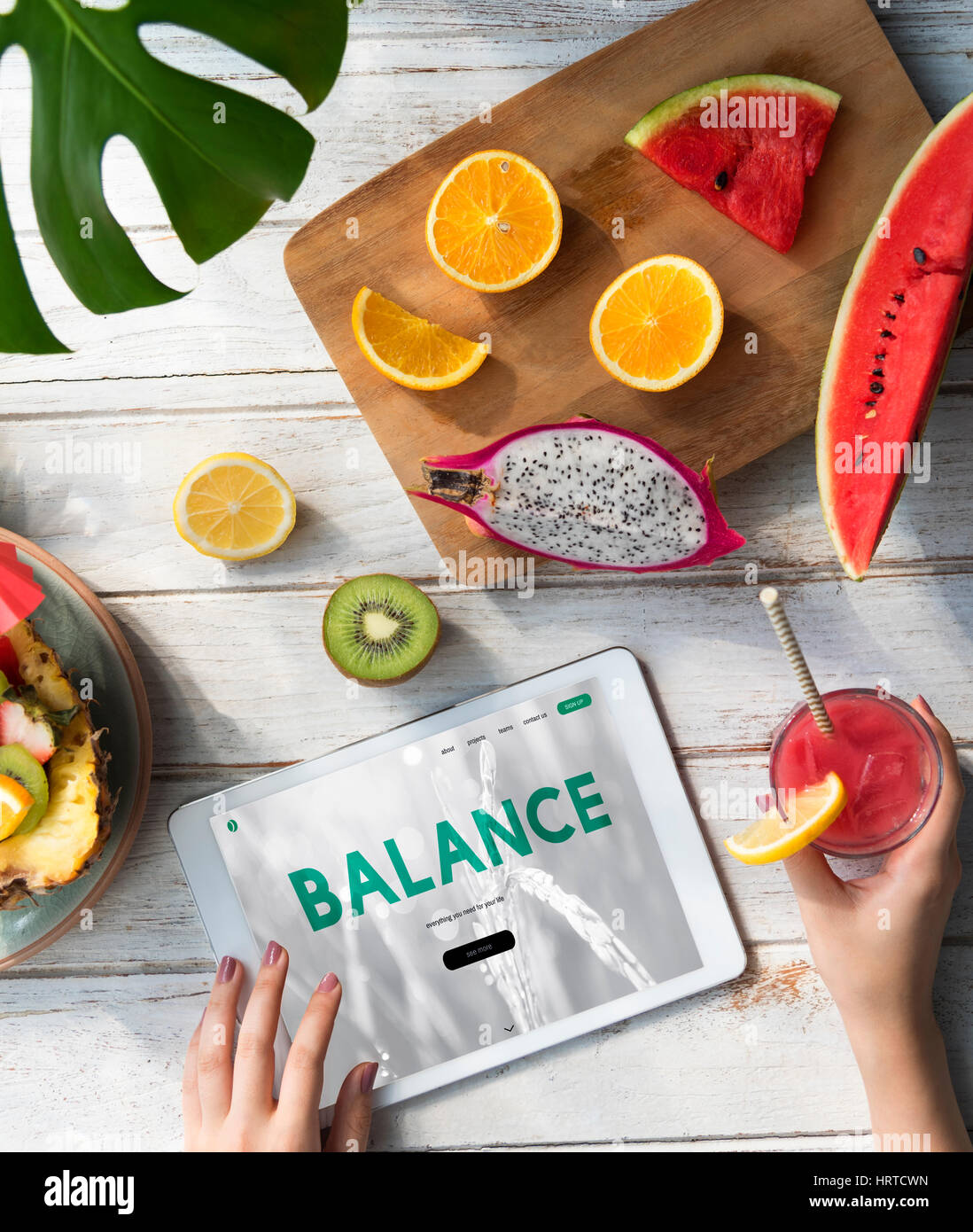 Balance Diet Fitness Healthy Food Life Concept Stock Photo - Alamy