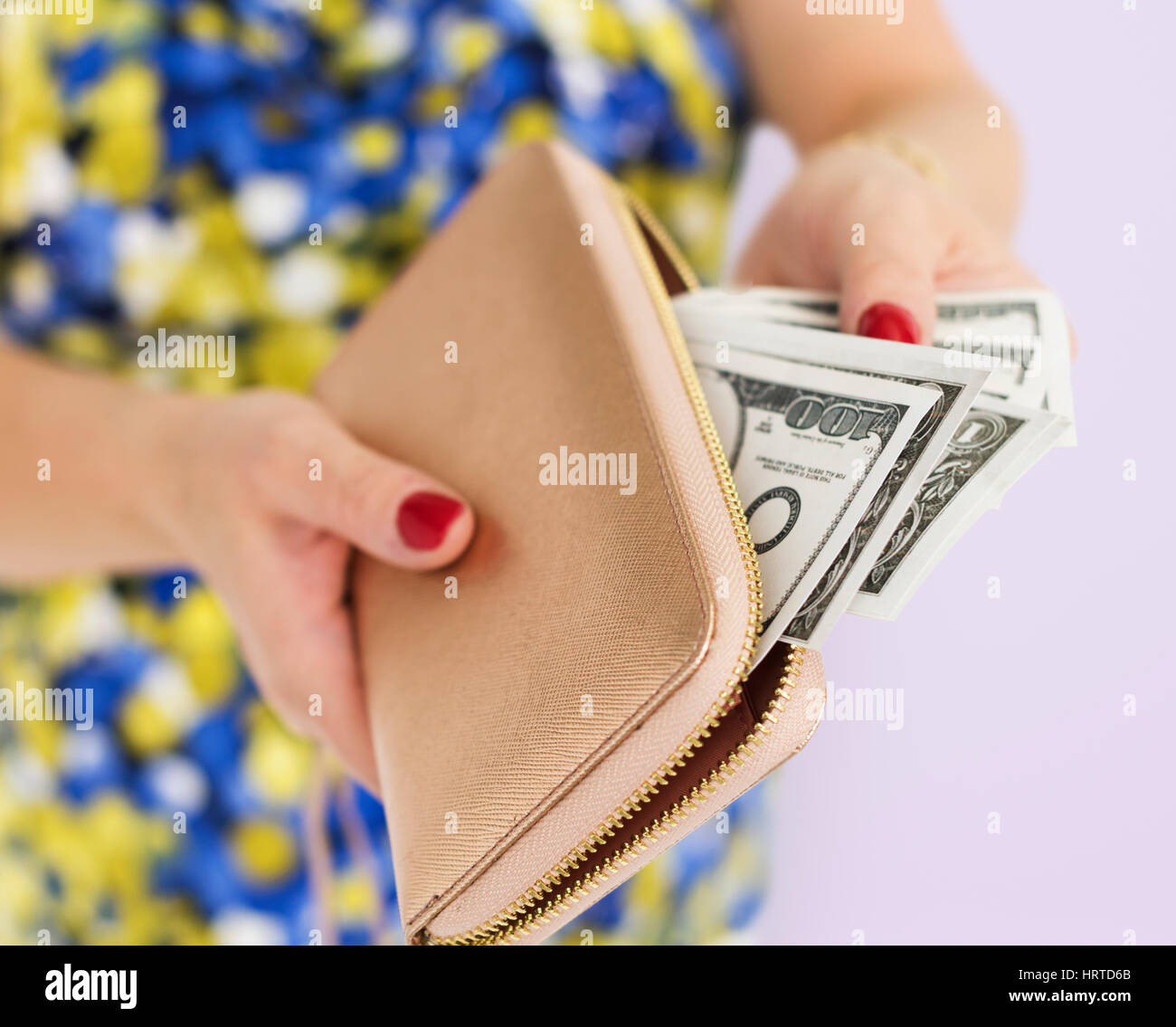 Woman Hands Holding Purse Dollar Bill Payment Concept Stock Photo - Alamy