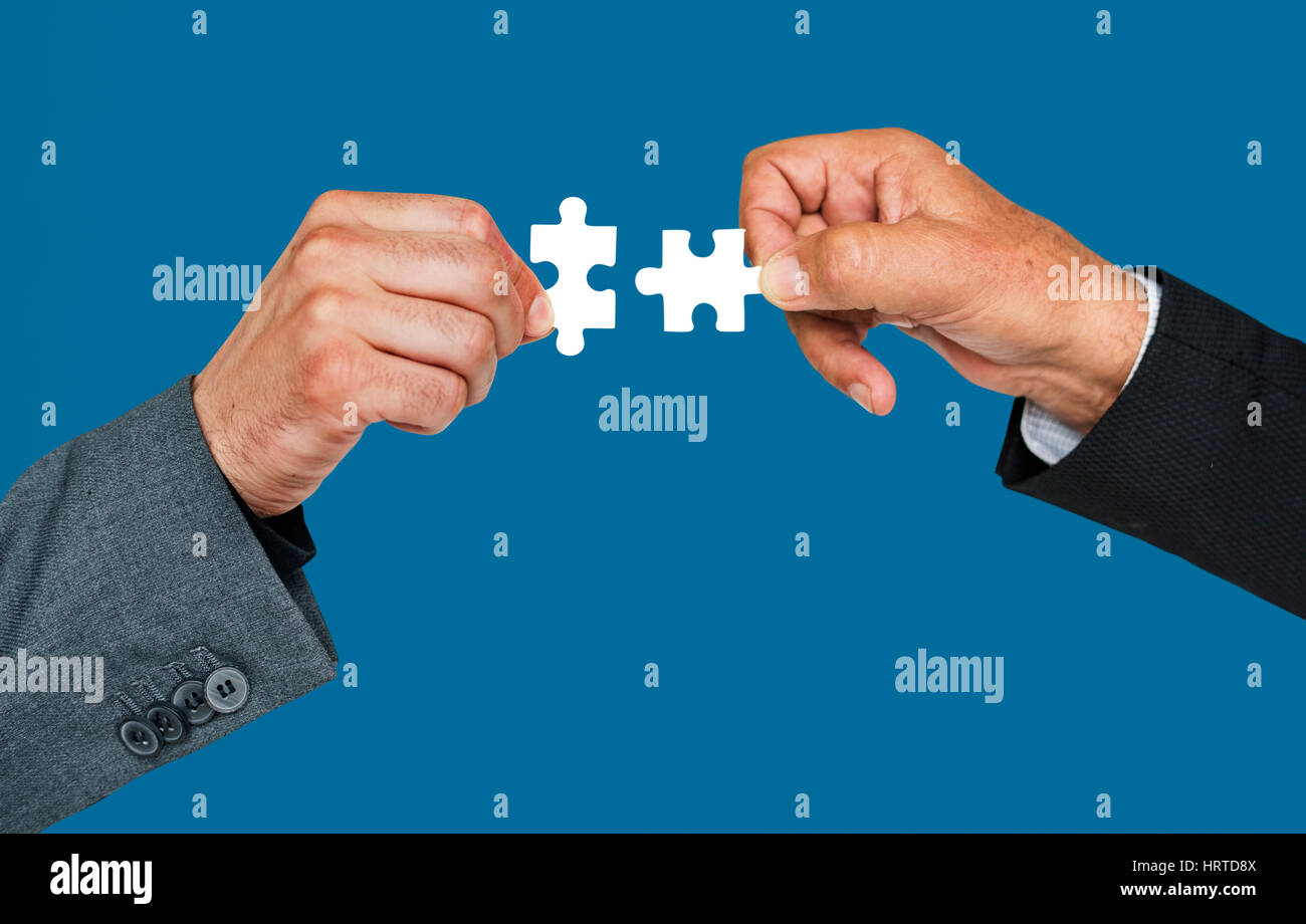 Human Hand Holding Jigsaw Puzzle Connection Corporate Business Stock ...