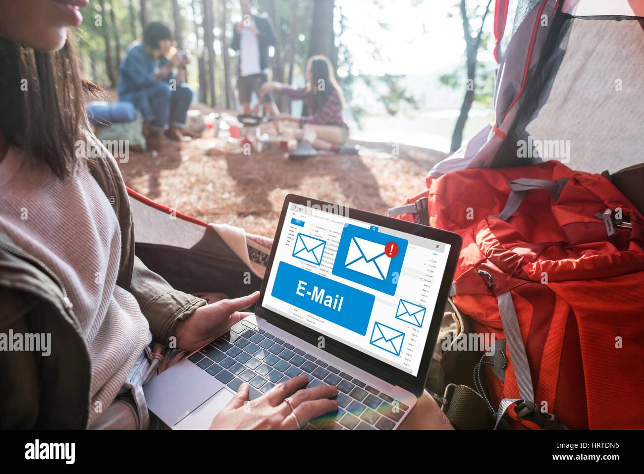 Concept internet laptop camping hi-res stock photography and images - Alamy