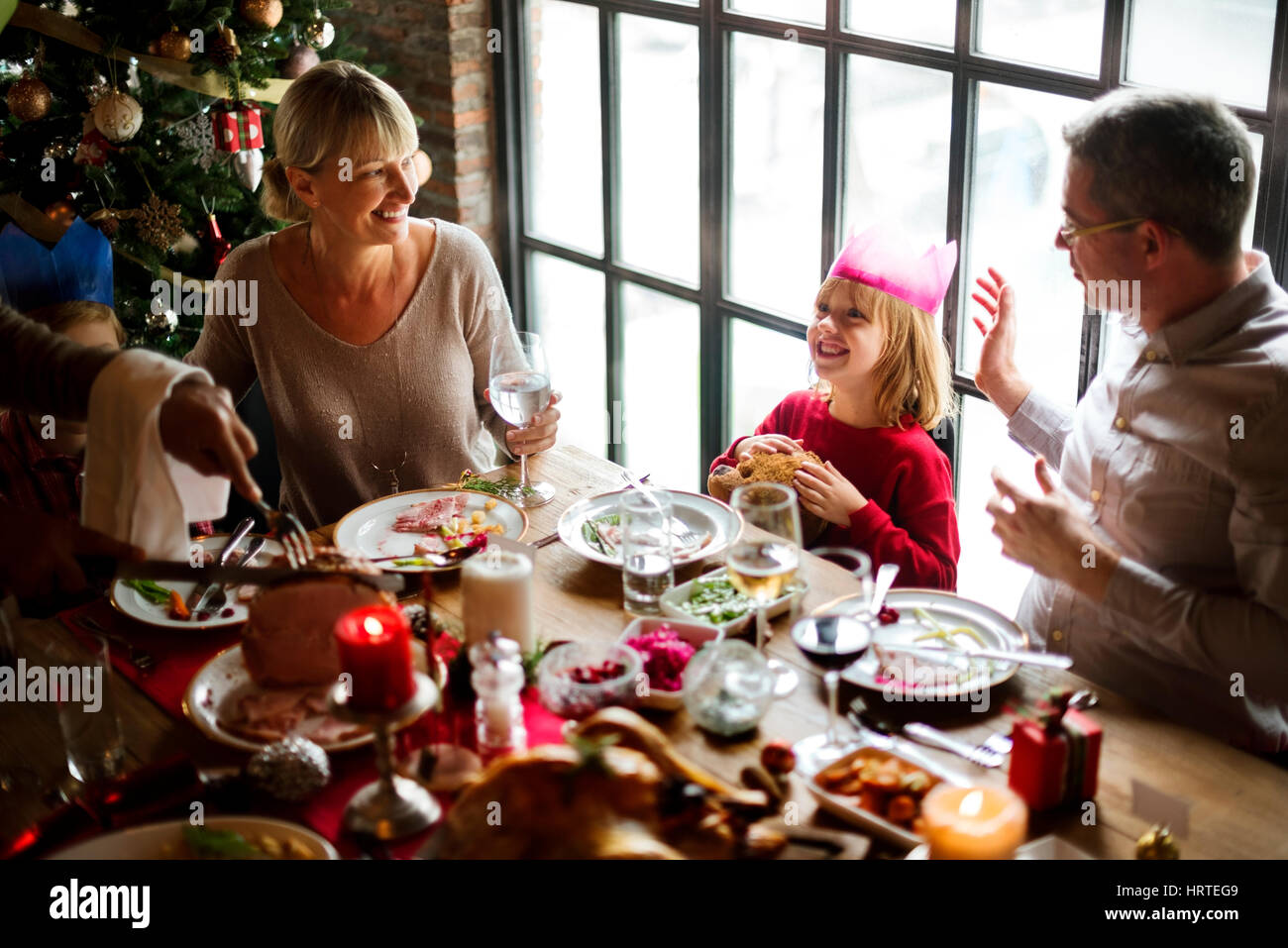 Family Together Christmas Celebration Concept Stock Photo - Alamy
