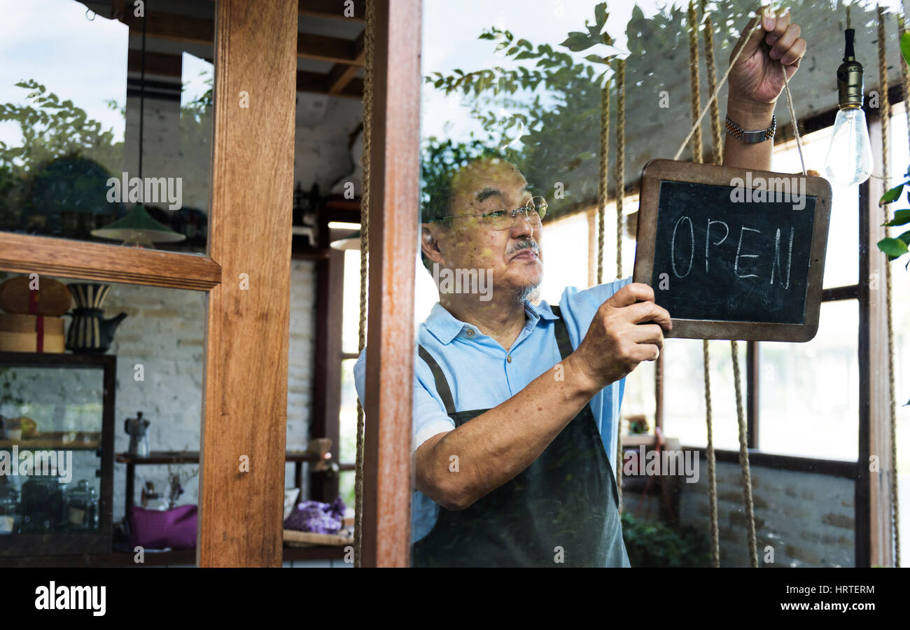 Cafe Open Shop Retail Welcome Notice Retail Front Stock Photo - Alamy