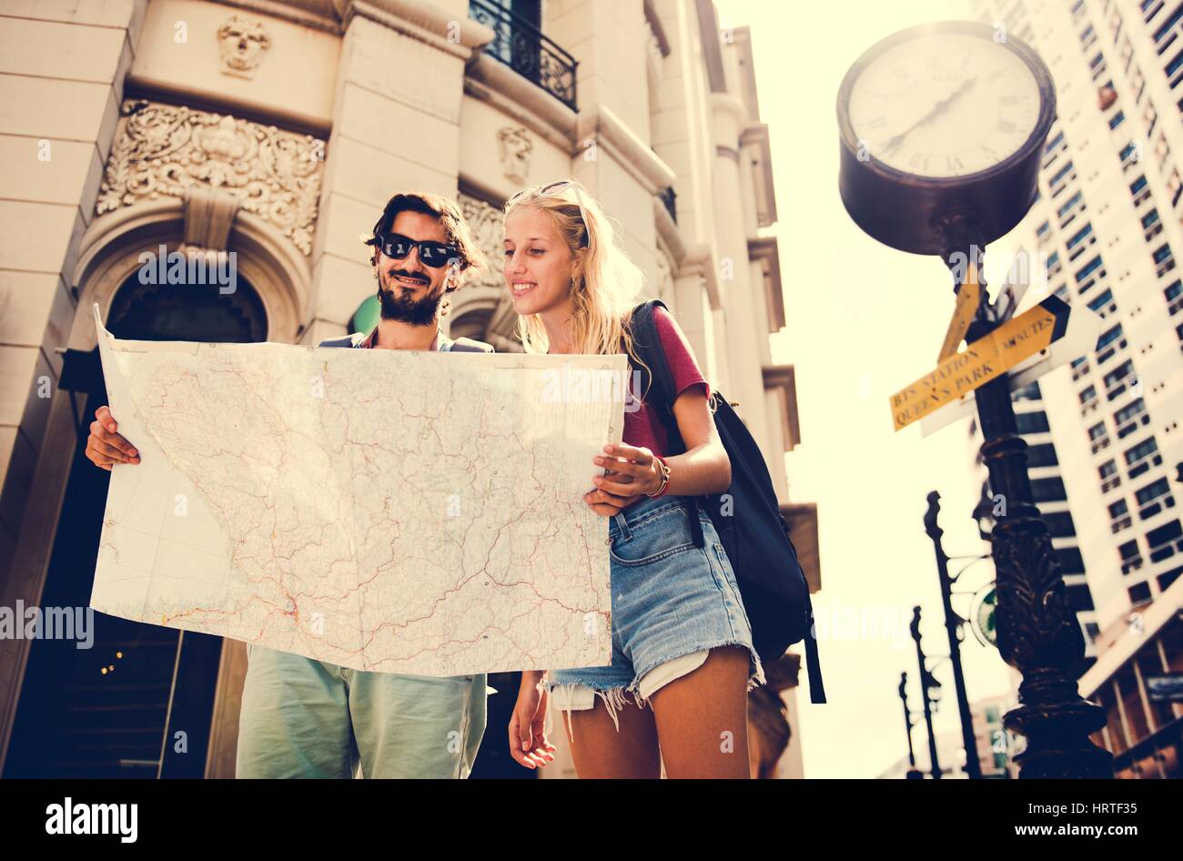 Young couple traveling together wanderlust Stock Photo - Alamy