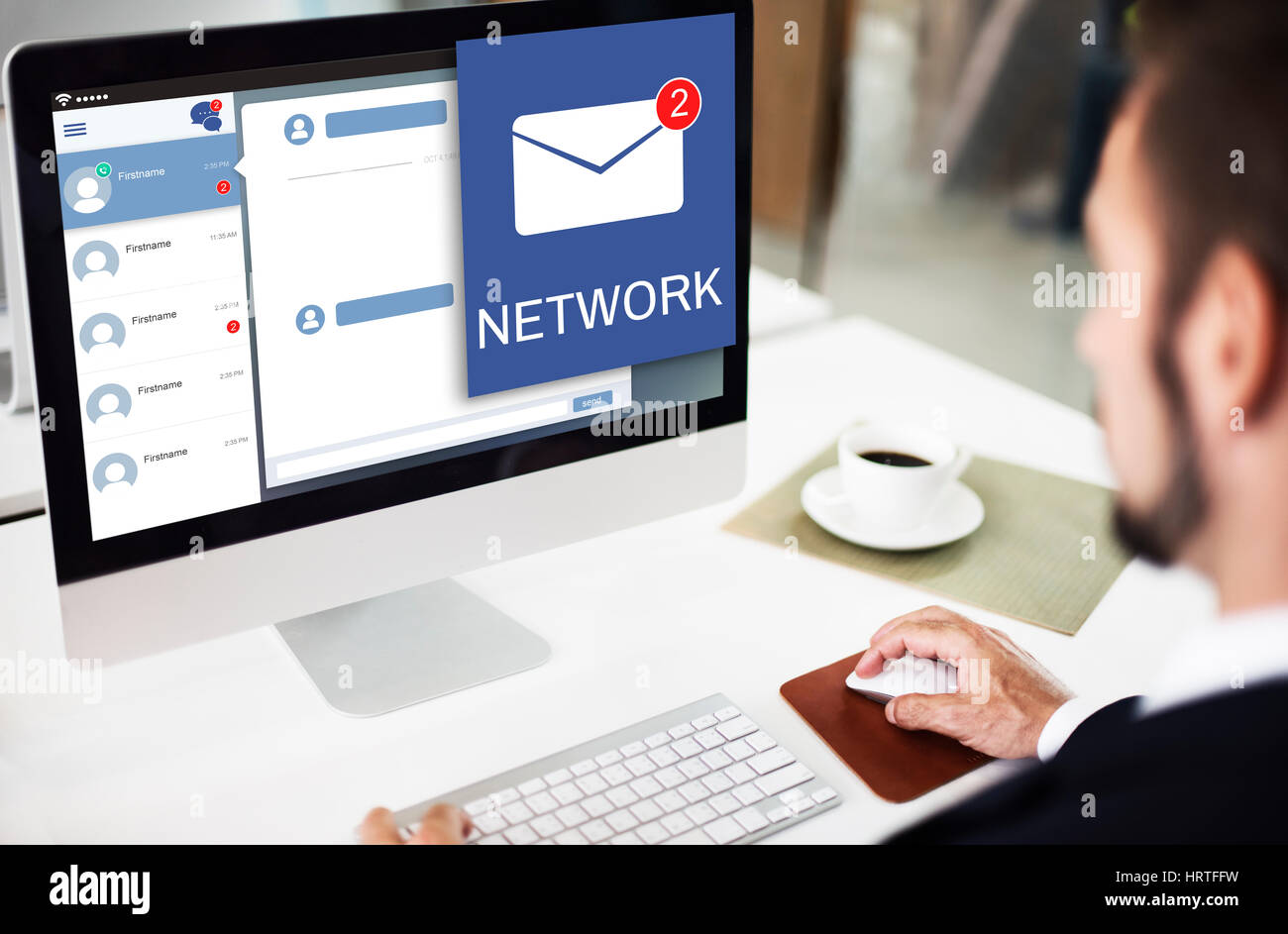 Email notification concept man hi-res stock photography and images - Alamy