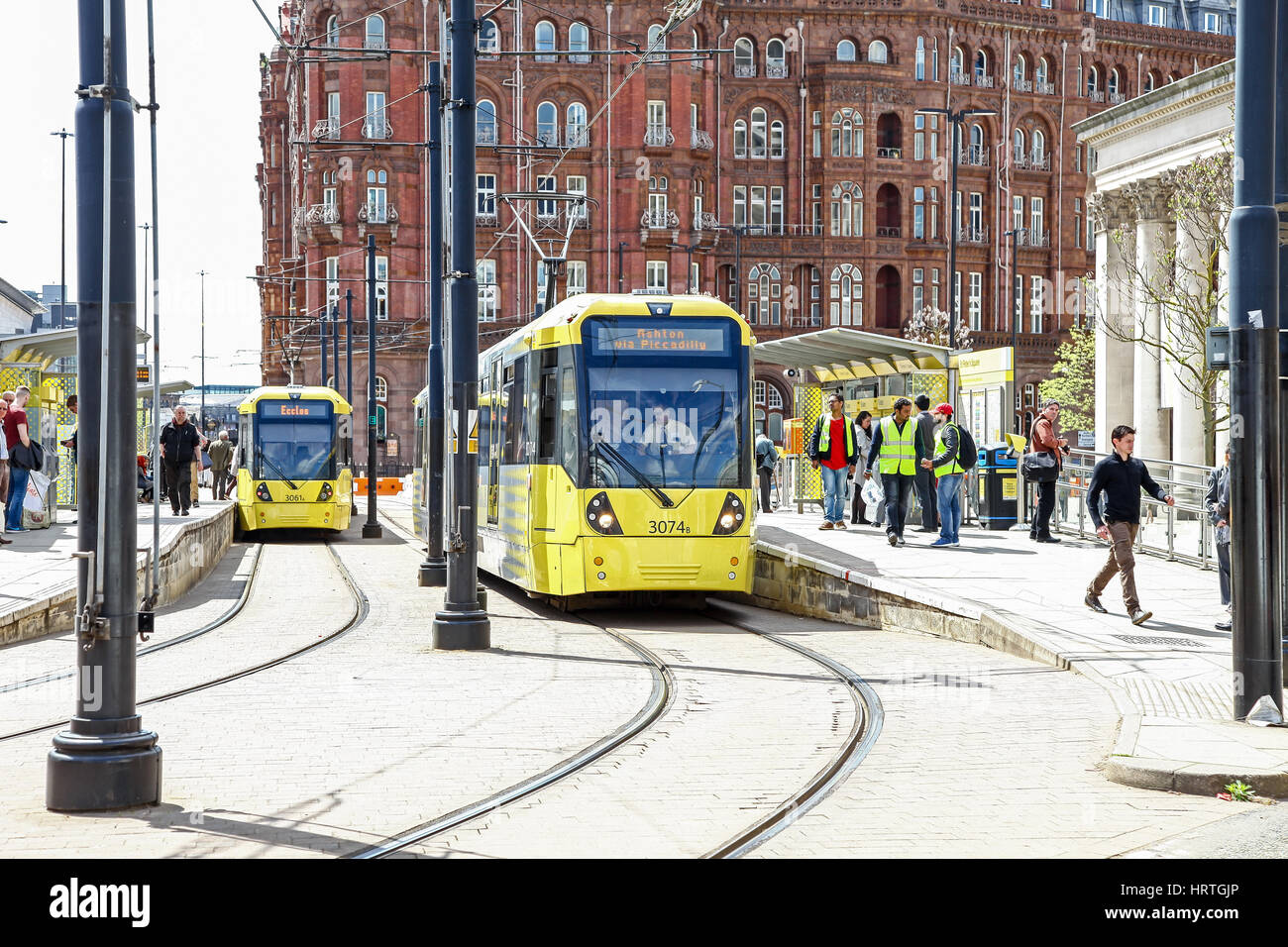 Trams at St. Peter's Square Station Manchester city centre Manchester ...