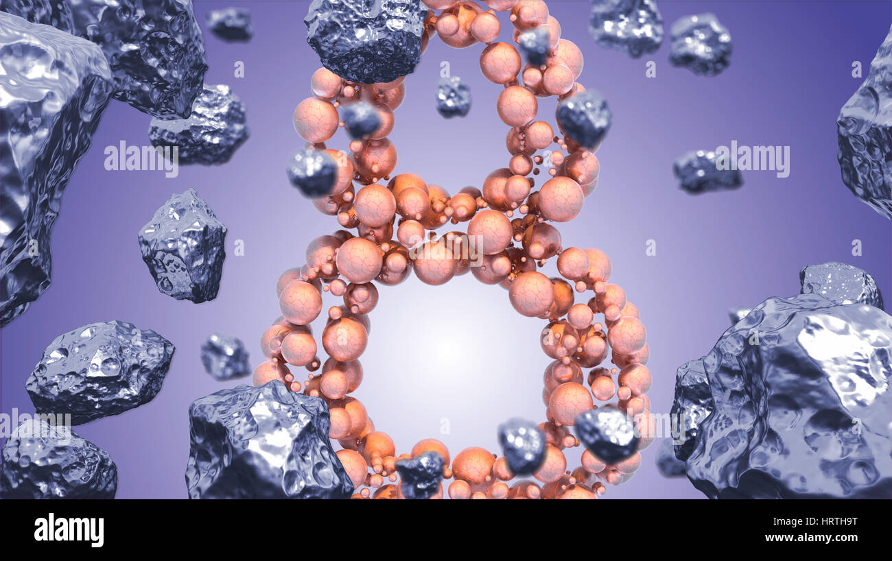 8 March symbol. Figure of eight made of spheres flying in the space ...