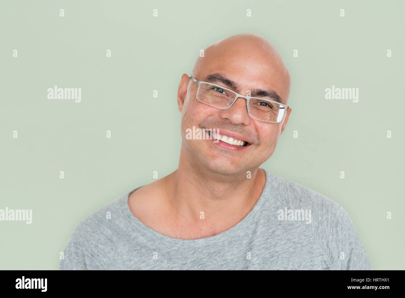 Bald Man Smiling Happiness Portrait Stock Photo - Alamy