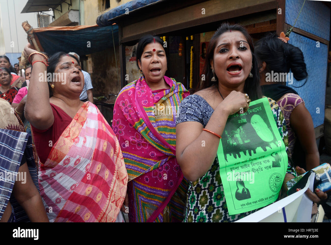 Kolkata India 03rd Mar 2017 Sex Worker Rallied With Poster And