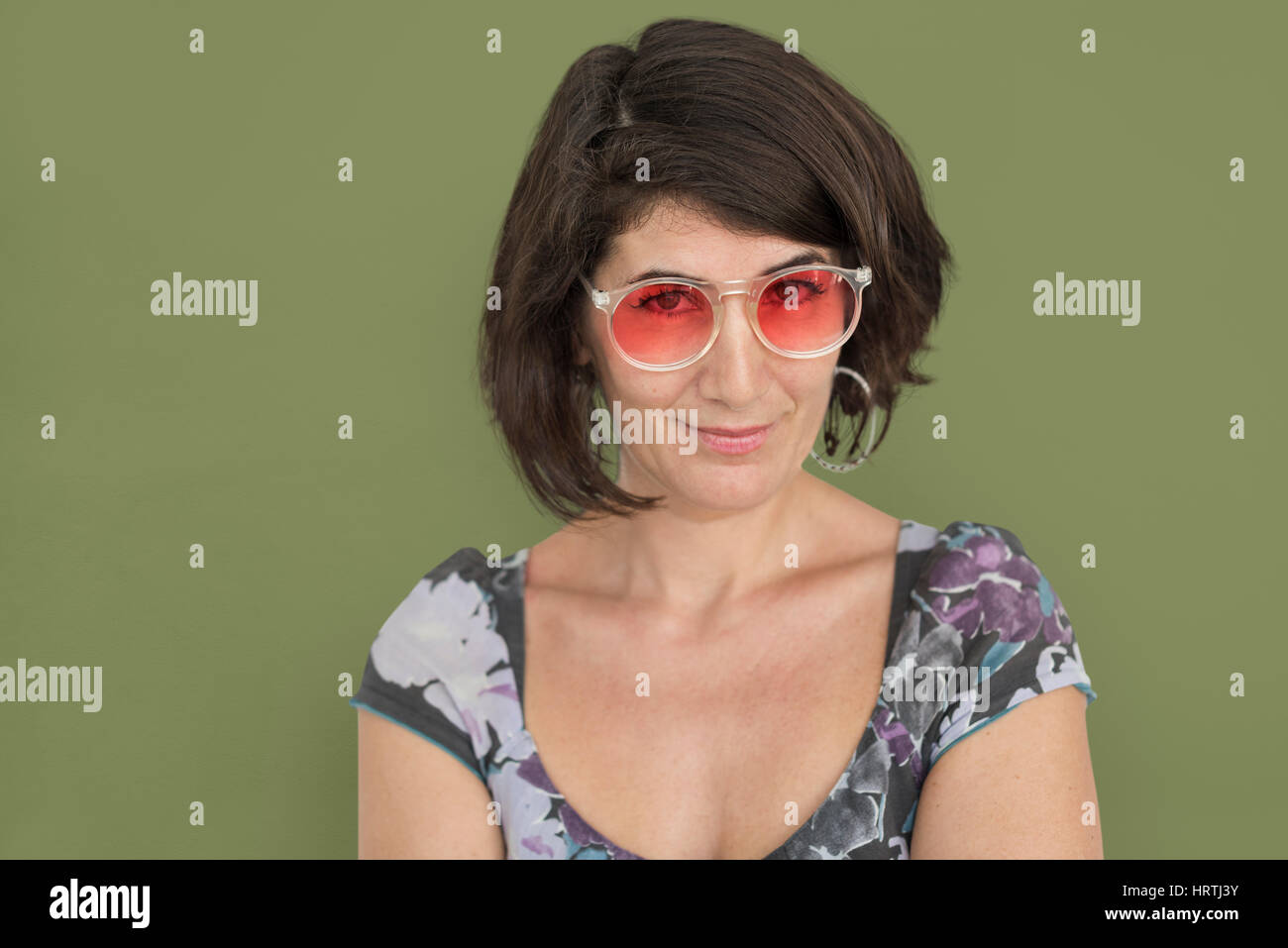 Positive mature lady glasses hi-res stock photography and images - Alamy