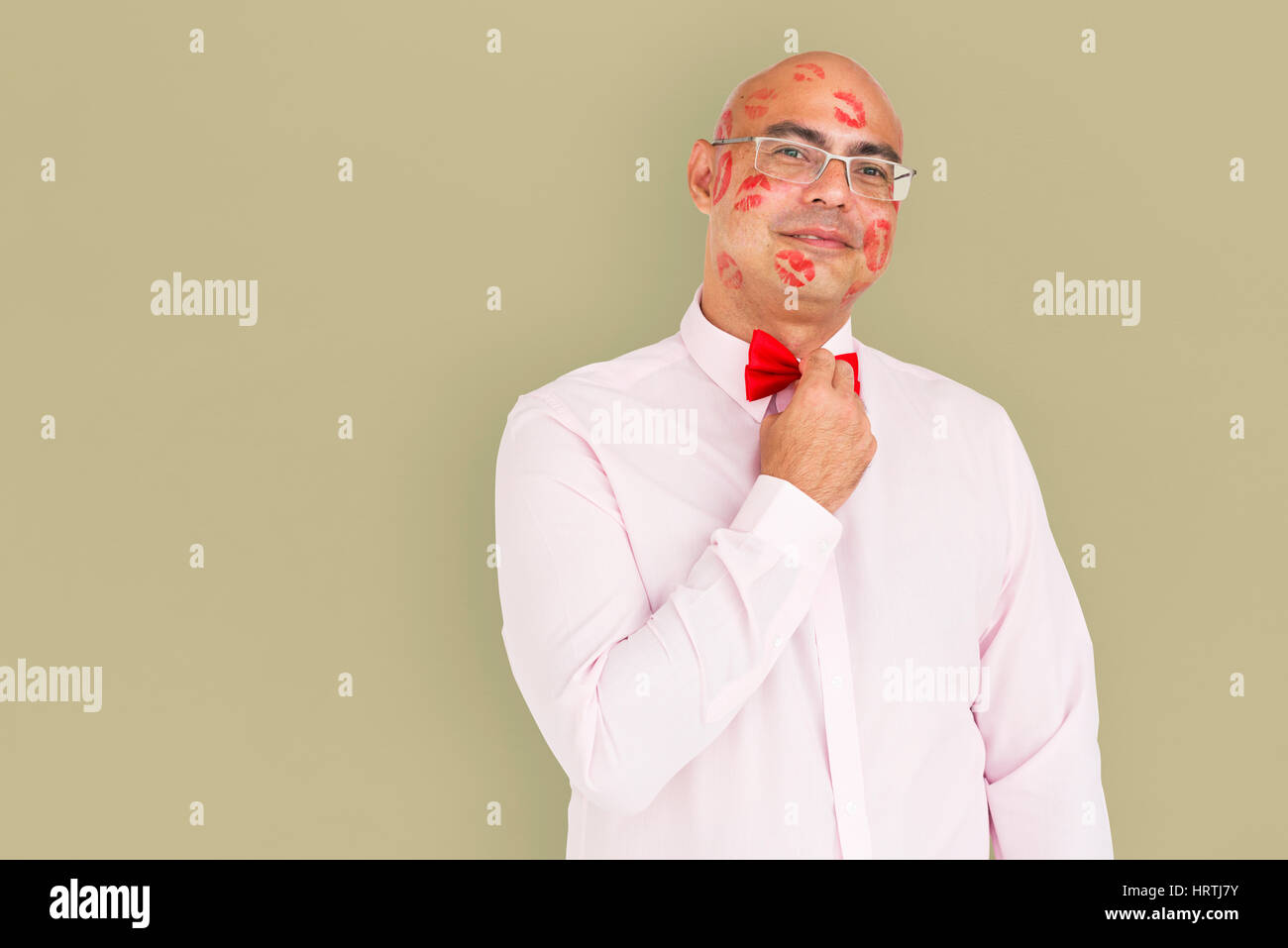 Man Confidence Smiling Happiness Lipstick Kiss Portrait Stock Photo - Alamy