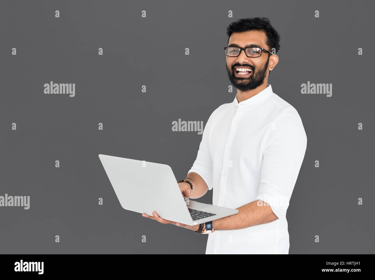 Cheerful Man Technology Gadget Concept Stock Photo - Alamy