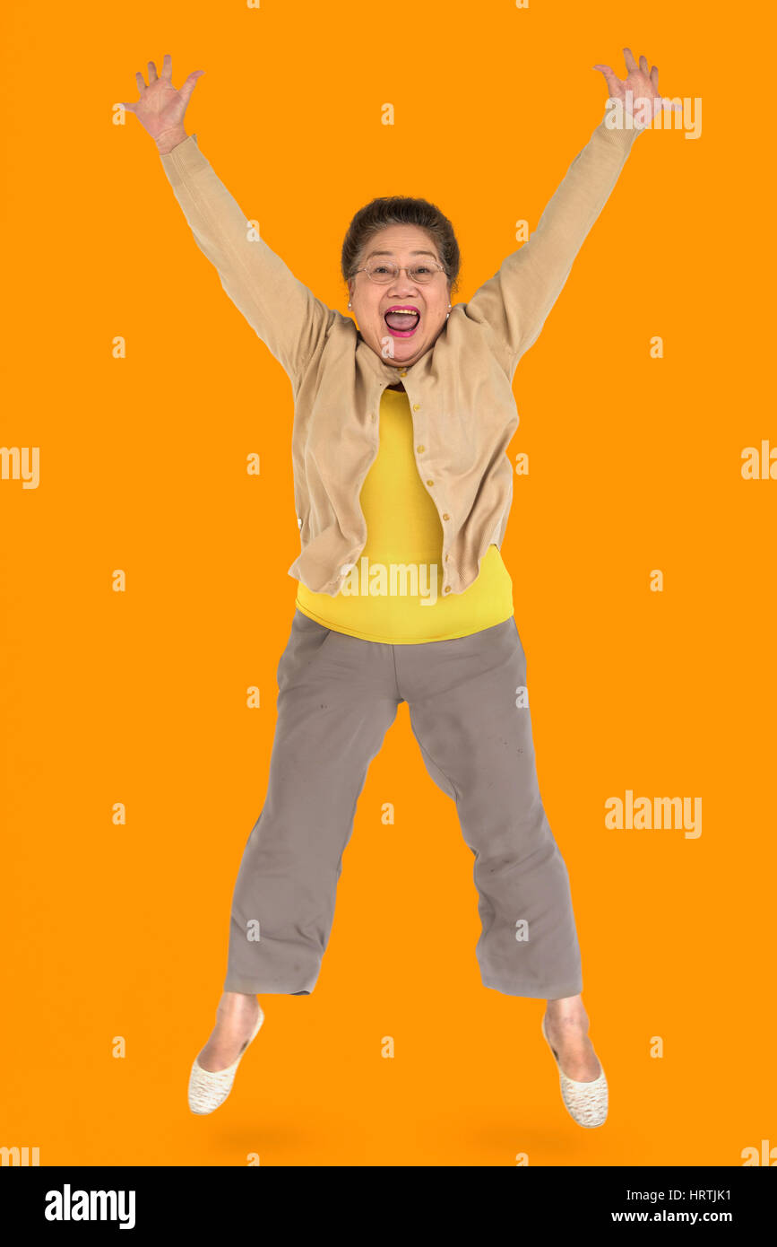 Woman Cheerful Studio Portrait Concept Stock Photo - Alamy