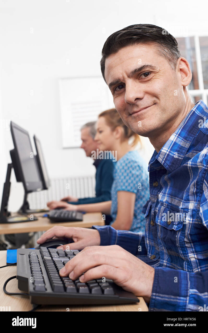 Mature Man Attending Computer Class Stock Photo - Alamy