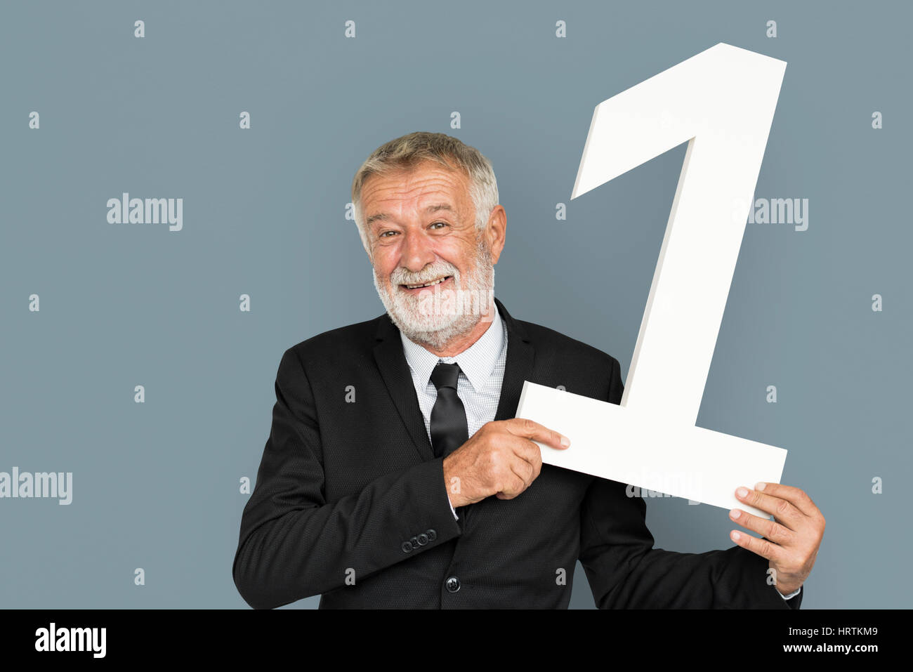 Caucasian Business Man Rank Number One Stock Photo - Alamy