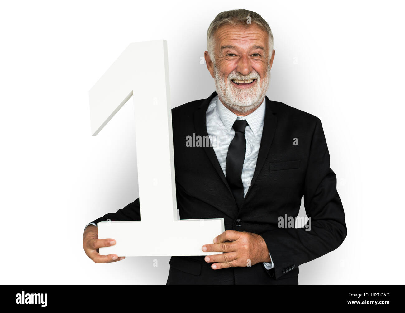 Caucasian Business Man Rank Number One Stock Photo - Alamy