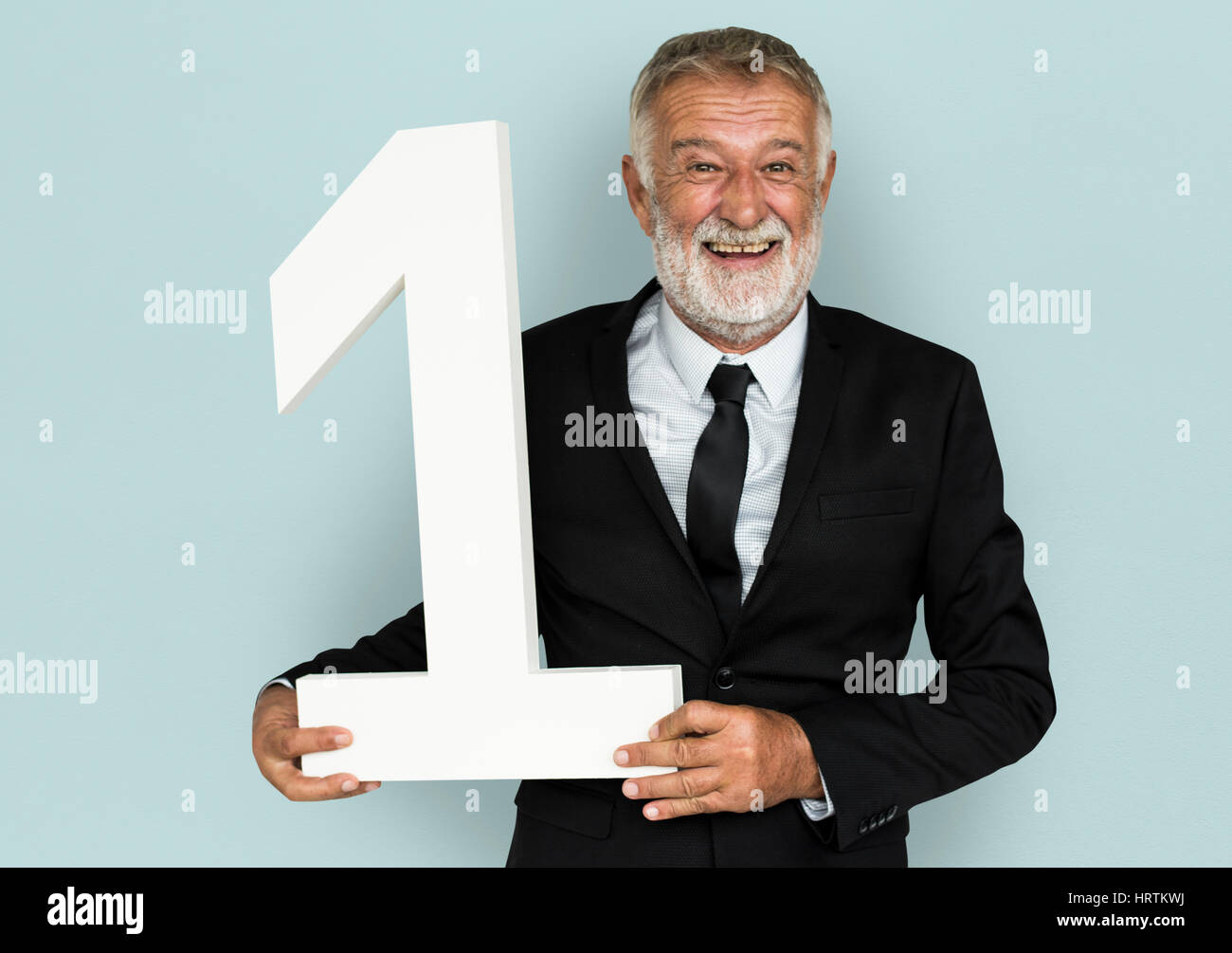 Caucasian Business Man Rank Number One Stock Photo - Alamy