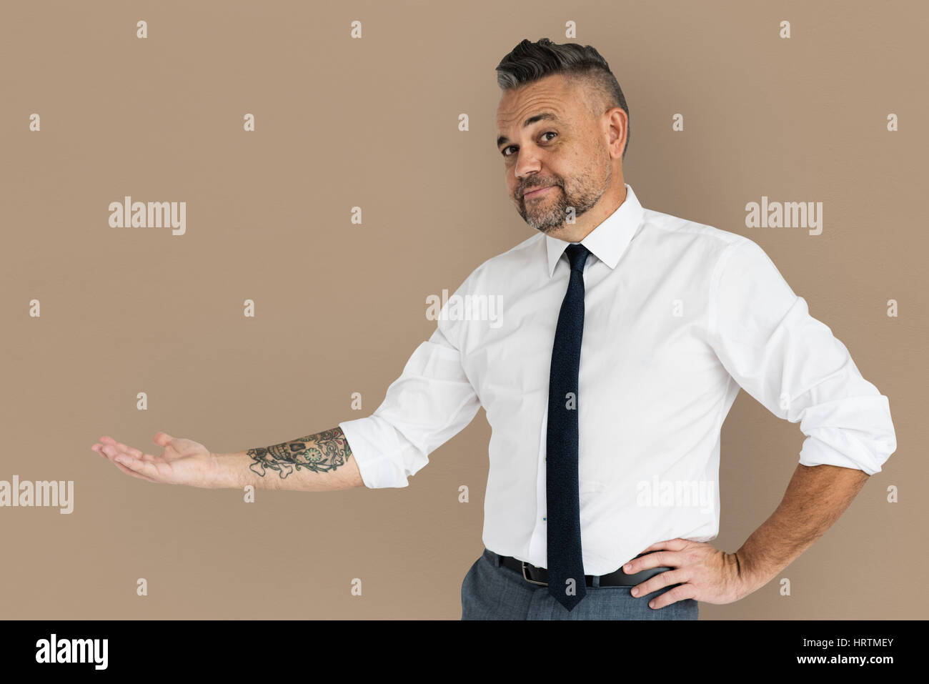 Caucasian Man Showing Hand Gesture Stock Photo - Alamy