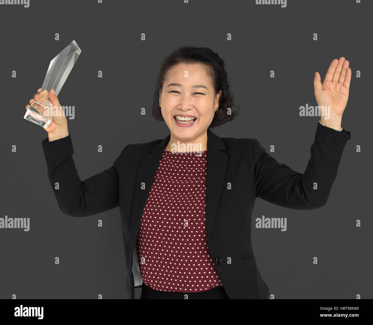 Asian Business Woman Award Smiling Stock Photo - Alamy