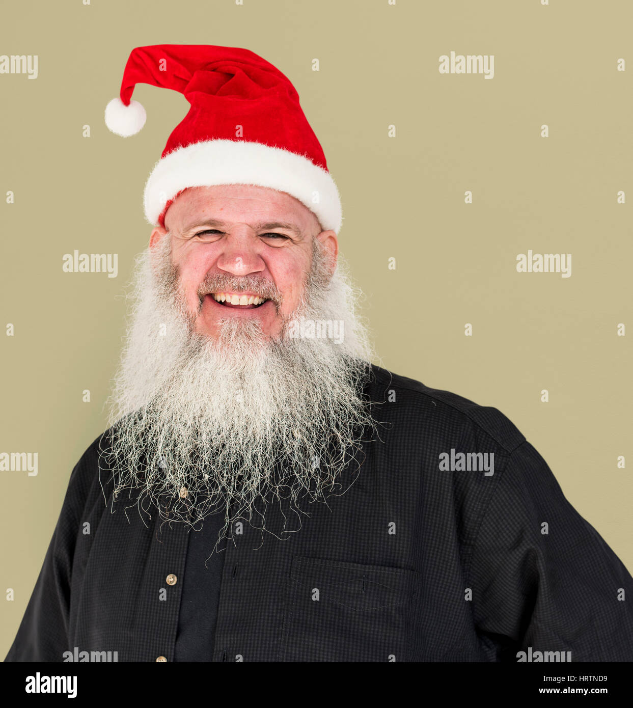 Bearded Caucasian Man Santa Claus Smiling Stock Photo - Alamy